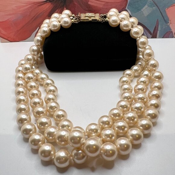Erwin Pearl | Jewelry | Erwin Pearl Triple Strand Knotted Glass Pearl ...